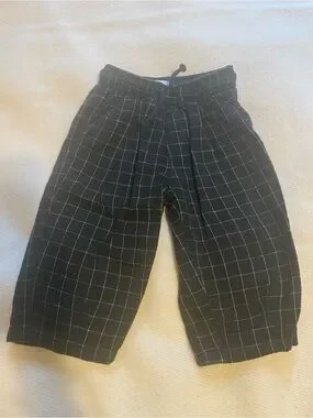 Zara | Bottoms | Black Windowpane Plaid Toddler Pants Wide Leg ...